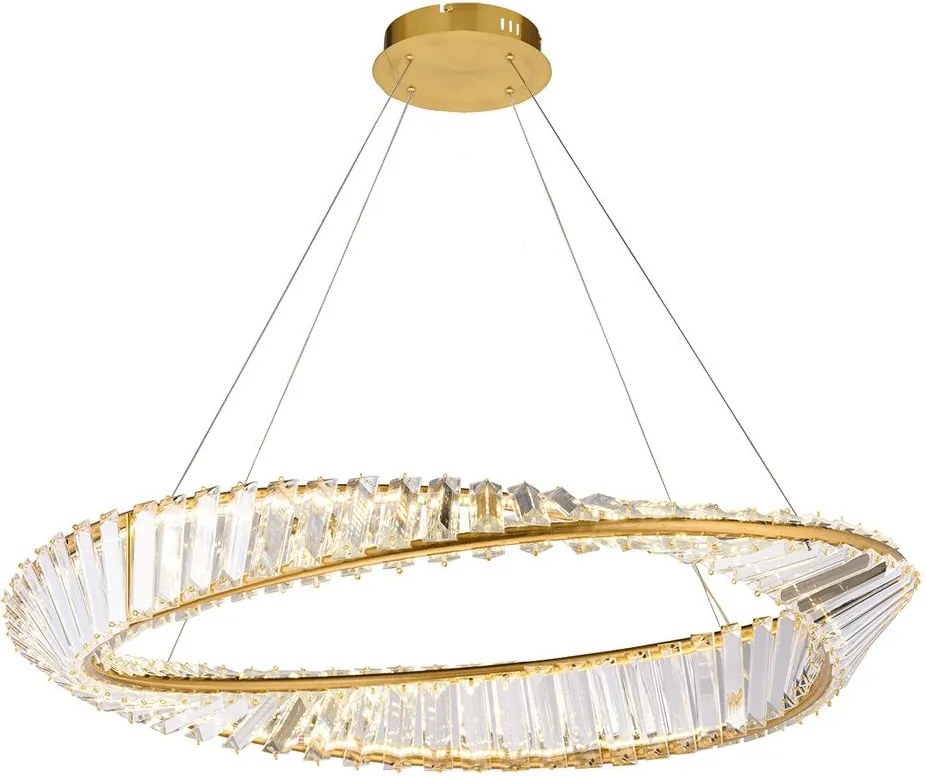 Toolight Toolight, LED křišťálové závěsné svítidlo 27W APP1201-CP, čirá-zlatá, OSW-04591