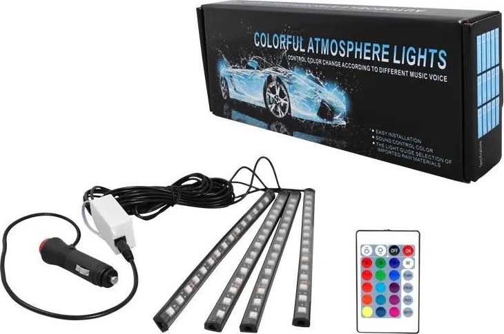 Vnitřní osvětlení automobilu 4xRGB 15LED pásek 12V D.O., IP54