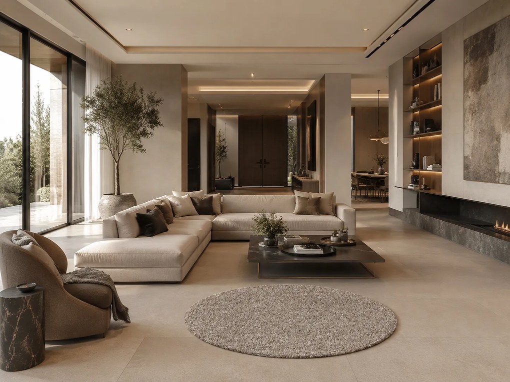 Ayyildiz, Kusový koberec Life Shaggy 1500 beige kruh, 80x80 (průměr) kruh, béžová, ložnice