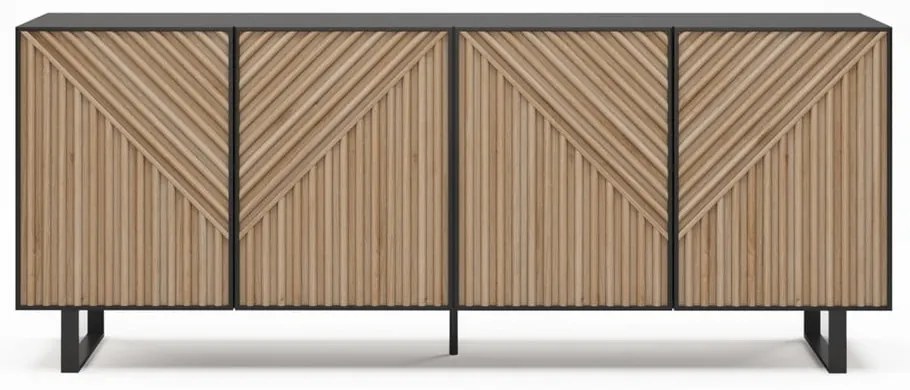 Komoda v dekoru dubu v černo-přírodní barvě 201x80x40 cm Alana – Marckeric