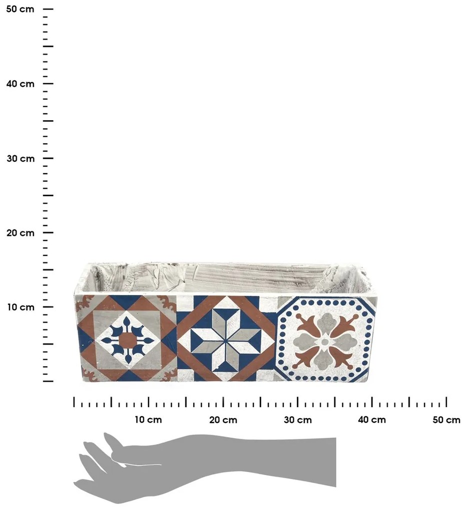 BETONOVÝ KVĚTINÁČ AZULEJOS 13X39,5X13,5 CM VÍCEBAREVNÁ