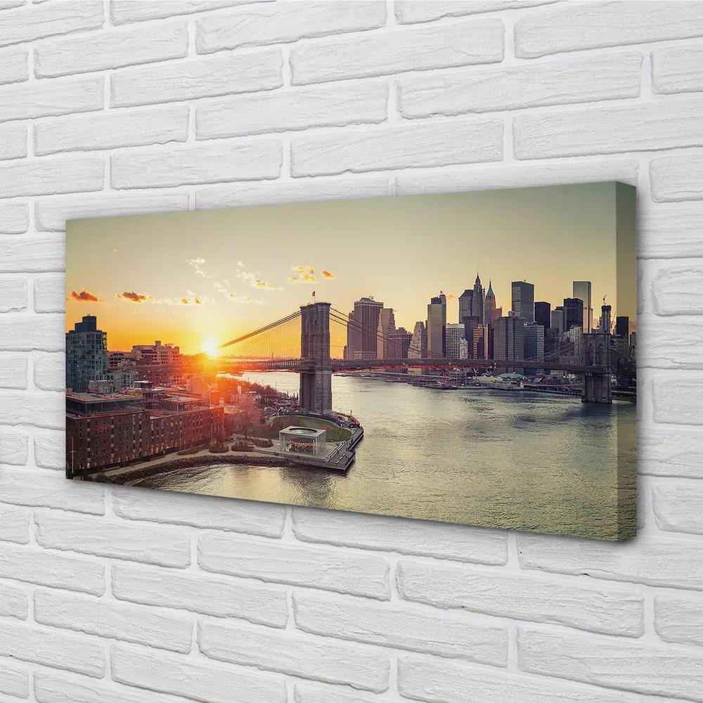 Obrazy na plátně Bridge river svítání 140x70 cm