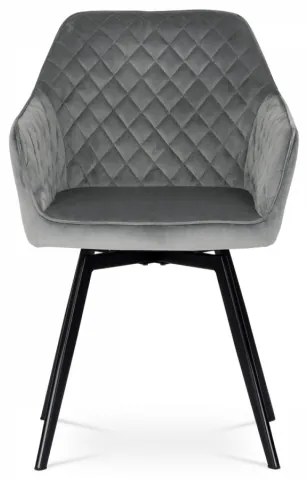 Jídelní židle šedá sametová látka, kovové nohy, černý matný lak DCH-425 GREY4
