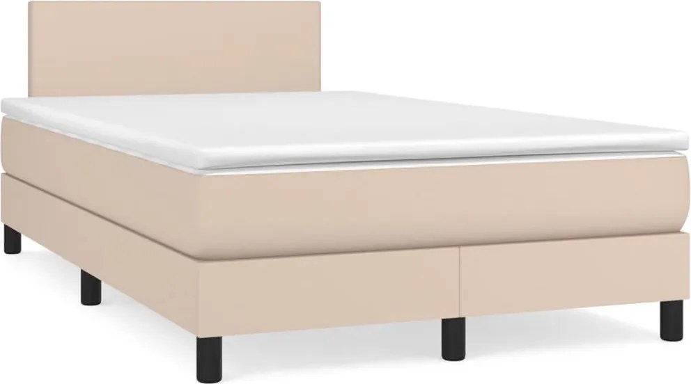 Box spring postel matrace a LED cappuccino 140x190cm umělá kůže 3270128
