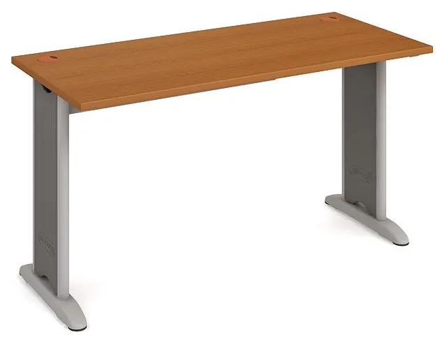 Stůl pracovní rovný 140 cm hl. 60 cm - Hobis Flex FE 1400 Dekor stolové desky: třešeň, Barva nohou: Stříbrná