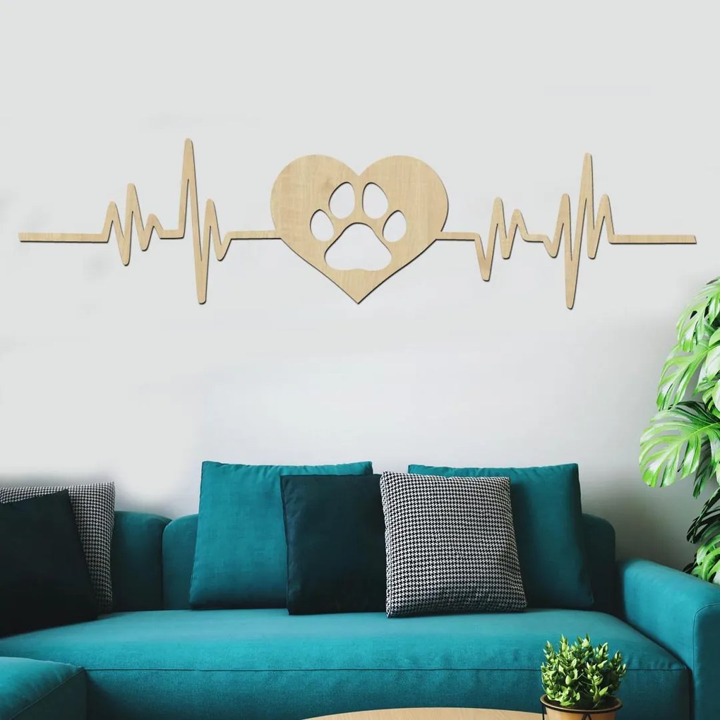 dřevo života Dřevná dekorace na zeď Láska k psům Zvolte rozměr (cm): 80x20, Zvolte barvu dekoru: Javor