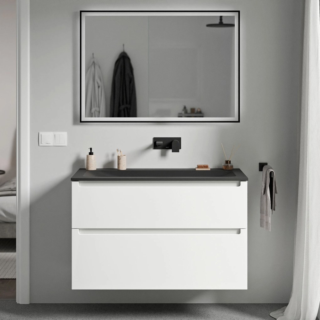 Koupelnová skříňka VIREO 80 cm s umyvadlem z minerálního odlitku CREAM