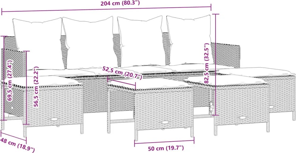 5dílná zahradní sedací souprava s poduškami béžová polyratan 3261560