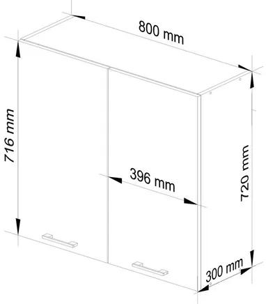 Kuchyňská skříňka OLIVIA W80 H720 - bílá/šedý lesk