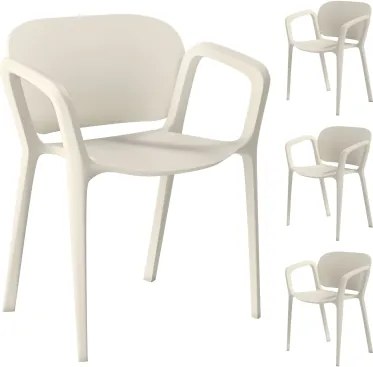 Outsunny zahradní židle 4ks, odolné vůči počasí, zahradní židle z plastu, stohovací židle s opěrkami rukou, opěradlo nosnost až 120 kg 84G-748V00WT