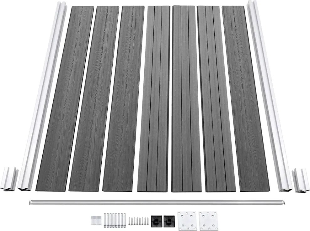 Plotová sada z WPC 1 čtvercový + 1 šikmý díl 273 x 186 cm šedá 3054431