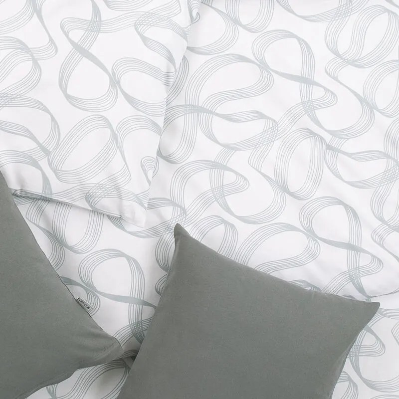 SCANquilt povlečení EXCLUSIVE TENCEL PLUS stuhy bílošedá 140 x 200/70 x 90 cm