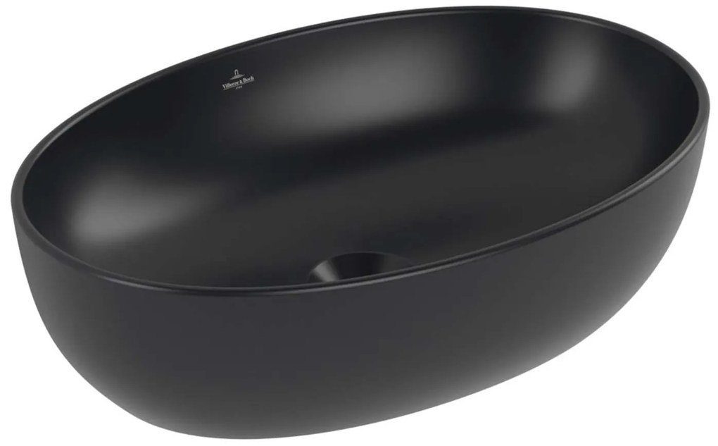 Villeroy & Boch Artis - Umyvadlo na desku 48x33 cm, bez přepadu, bez otvoru pro baterii, CeramicPlus, Pure Black 438848R7