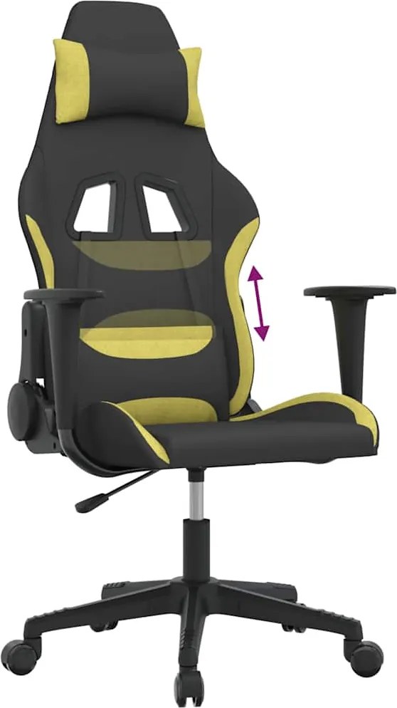 Herní židle černá a světle zelená textil 3143738