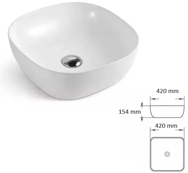 Gamma Kama, umyvadlo na desku 480x370x140 mm, bílá lesklá, GMA-UC-KAMA
