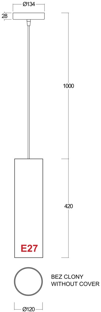 Osmont 58188 Kuma S2, závěsné svítidlo z triplexového skla s bílým závěsem, 1xE27 40W, IP20, prům.12cm, výška 42cm