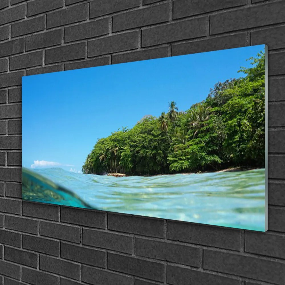 Obraz na skle Moře Strom Krajina 100x50 cm