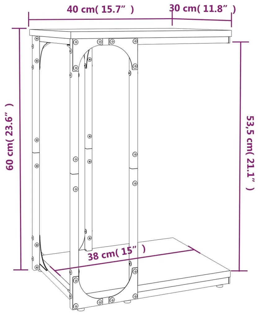 Odkládací stolek černý 40 x 30 x 60 cm kompozitní dřevo - Default Title