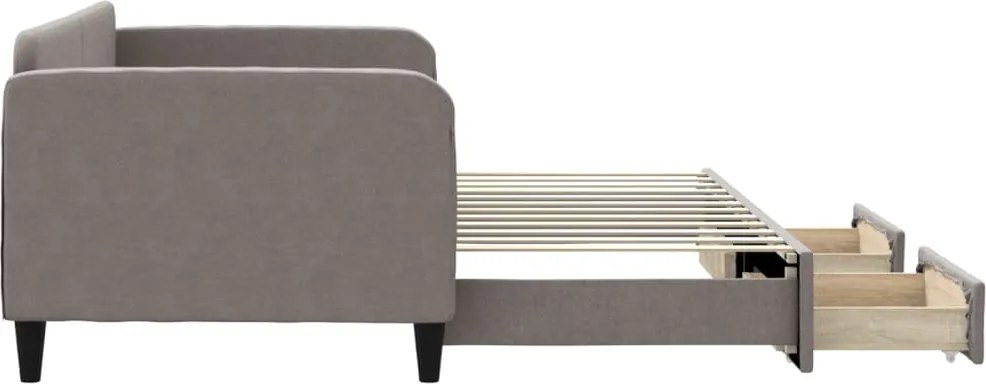 Válenda s přistýlkou a zásuvkami taupe 90 x 200 cm textil 3196855