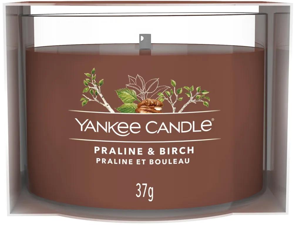Yankee Candle –  votivní svíčka ve skle Praline & Birch (Pralinka a bříza), 37 g
