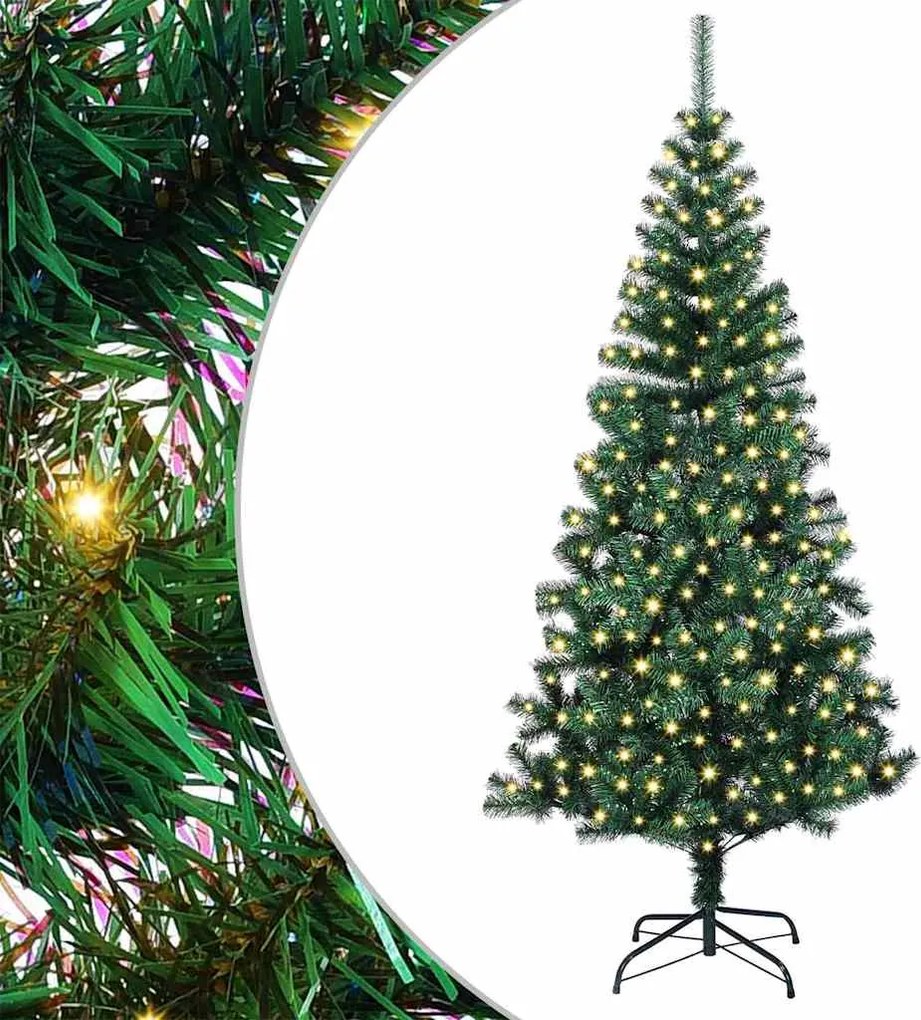 Umělý osvětlený vánoční stromeček Zelená 210 cm PVC a kov 3396771