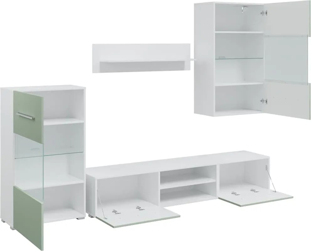 5dílná TV stolky s LED osvětlením olivově zelená kompozit 3324232