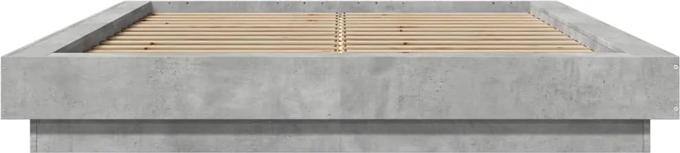 Rám postele s LED osvětlením betonově šedý 135x190 cm kompozit 3281136