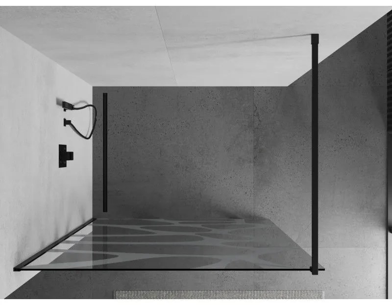 Mexen Kioto sprchová zástěna 80x200 cm 8 mm, černé, bílé provedení, 800-080-101-70-97