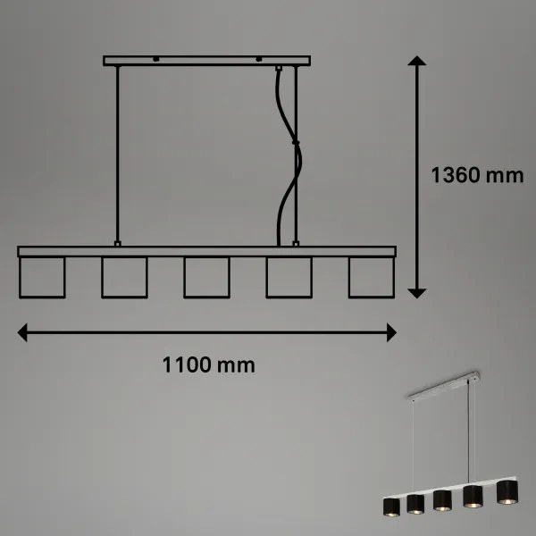 Briloner - Lustr na lanku LURI 5xE14/25W/230V kaučukovník