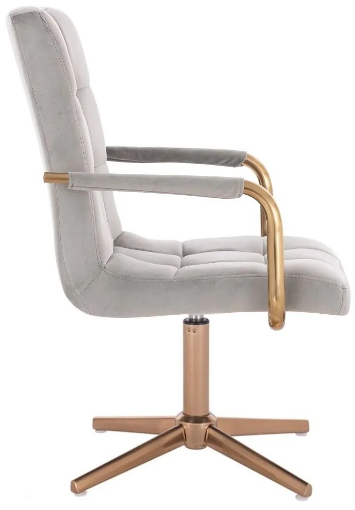 LuxuryForm DESIGN Otočná židle VERONA GOLD VELUR na zlatém kříži - světle šedá