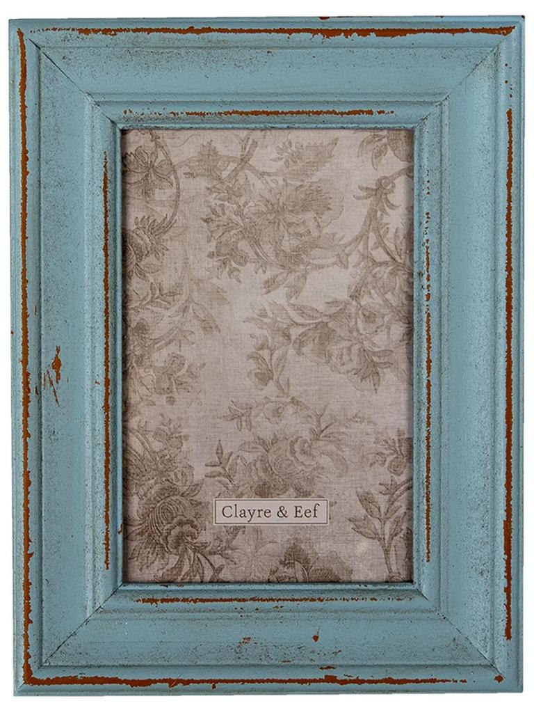 Dřevěný modrý vintage fotorámeček  - 16*1*21 cm / 10*15 cm