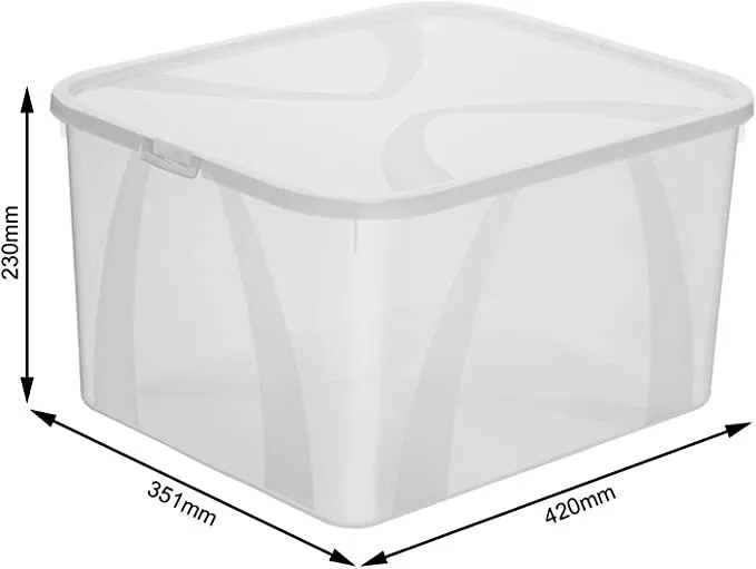 Sada 4 kusů úložných boxů s víkem, Rotho LONA, 42x35x23 (25l) SADA