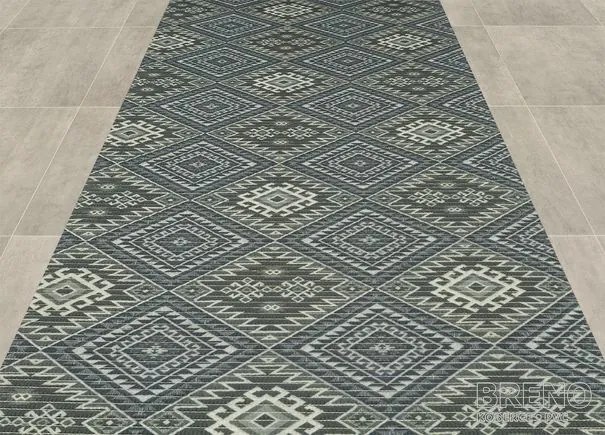 Breno Koupelnová pěnová předložka SOFTY-TEX 79827.8 aztécký vzor, šíře 65 cm, Šedá/Vícebarevné