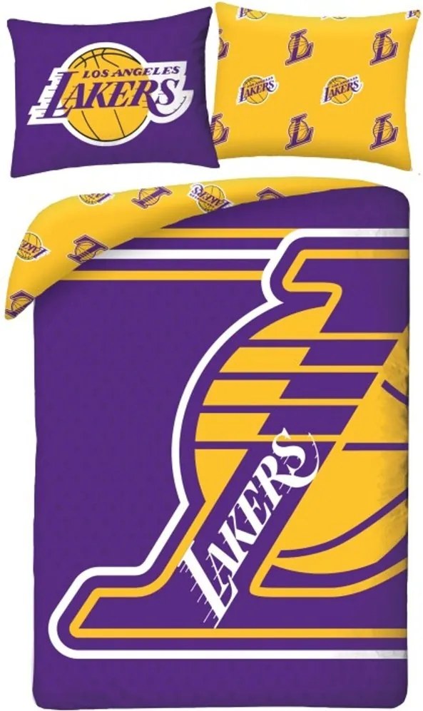 Oboustranné ložní povlečení z mikrovlákna NBA - Los Angeles Lakers - 70x90 cm + 140x200 cm