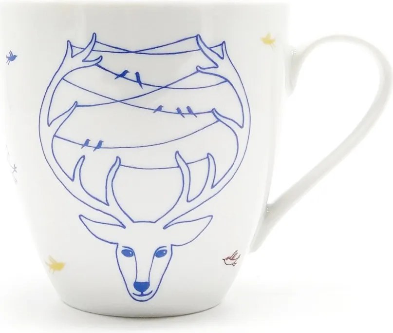 Porcelánový hrnek Pán lesa, 670 ml – s autorskou ilustrací jelena, český porcelán