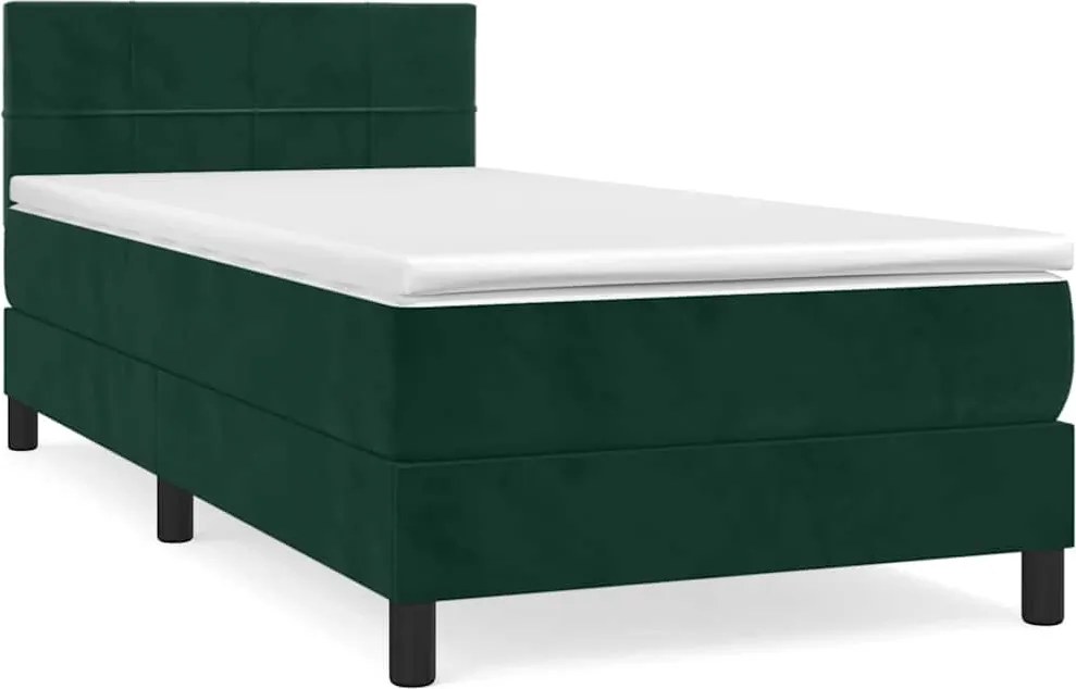 Box spring postel s matrací tmavě zelená 90x200 cm samet 3141284