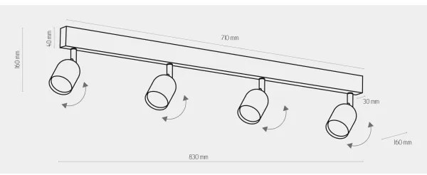 Bodové svítidlo TOP 4xGU10/10W/230V zlatá/černá