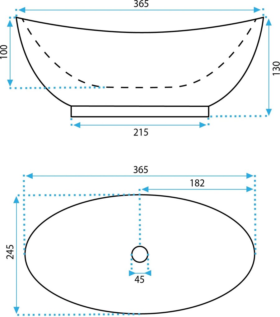 Rea Kate mini, umyvadlo na desku 365x245x130 mm, bílá lesklá, REA-U6803