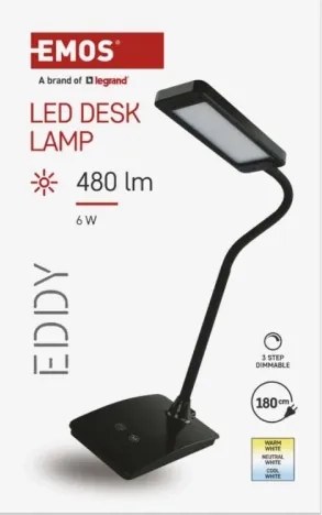 LED stolní lampa EDDY černá EMOS Z7599B