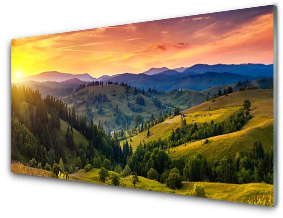 Plexisklo-obraz Krajina Louka Západ 120x60 cm