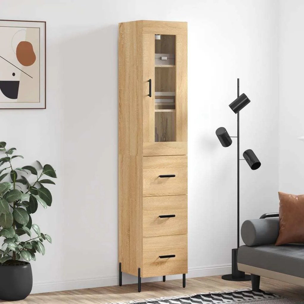 vidaXL Skříň highboard 34,5 x 34 x 180 cm kompozitní dřevo [3199245] Barva: Bílá