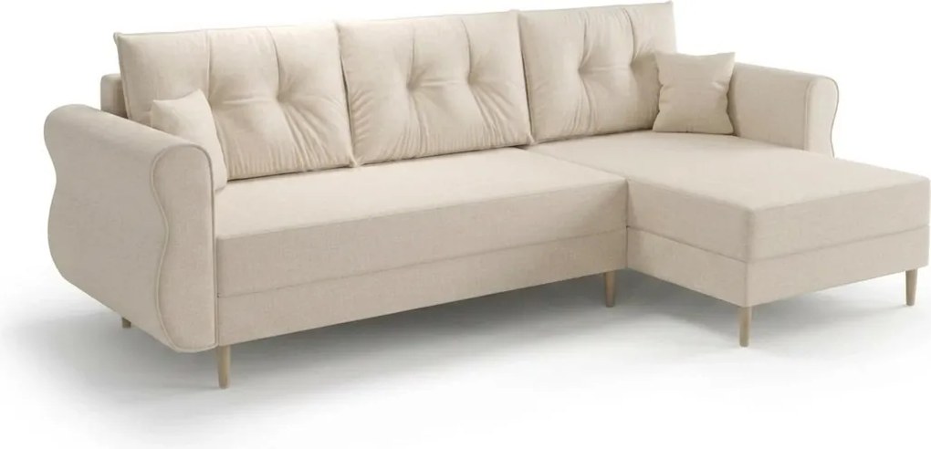 Rozkládací oboustranná sedací souprava do L SILVIANO 230x140 cm, krémová