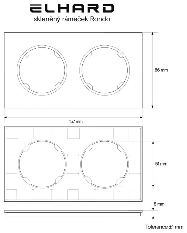 Elhard Skleněný dvojrámeček Rondo Glass, černý RG3102B