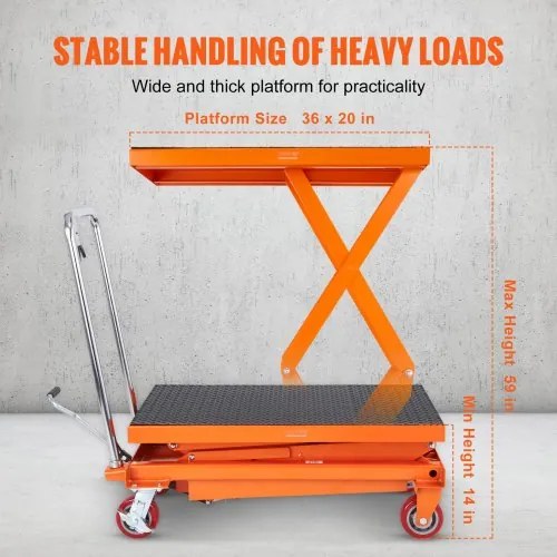 Hydraulický zvedací stůl, kapacita 349,3 kg, výška zdvihu 149,9 cm