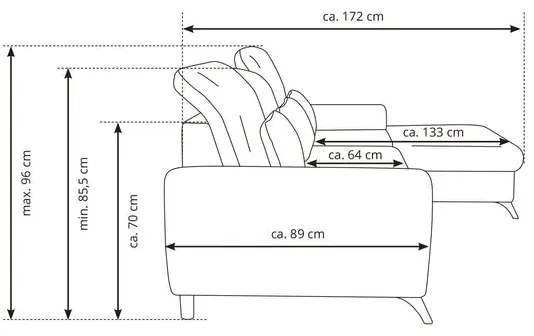Rohová sedačka rozkládací Alta pravý roh ÚP zelená