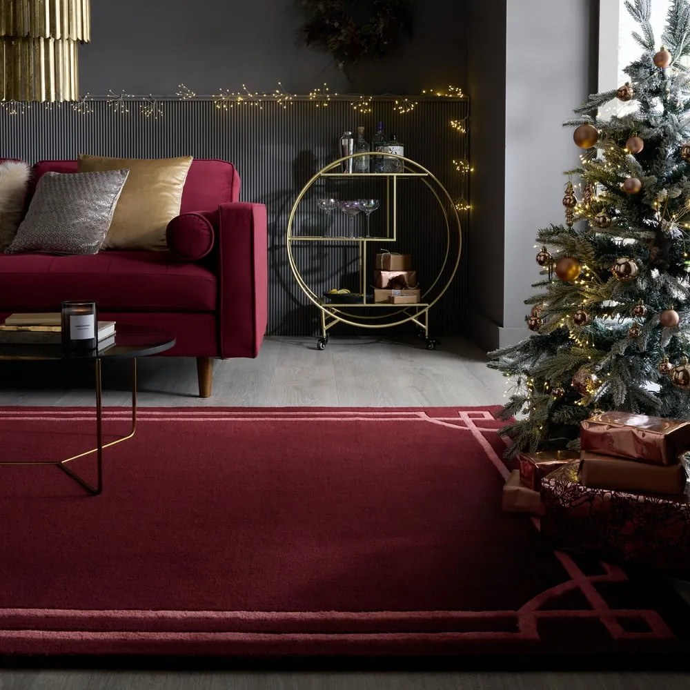 Vínový ručně tkaný vlněný koberec 200x290 cm Gatsby – Flair Rugs