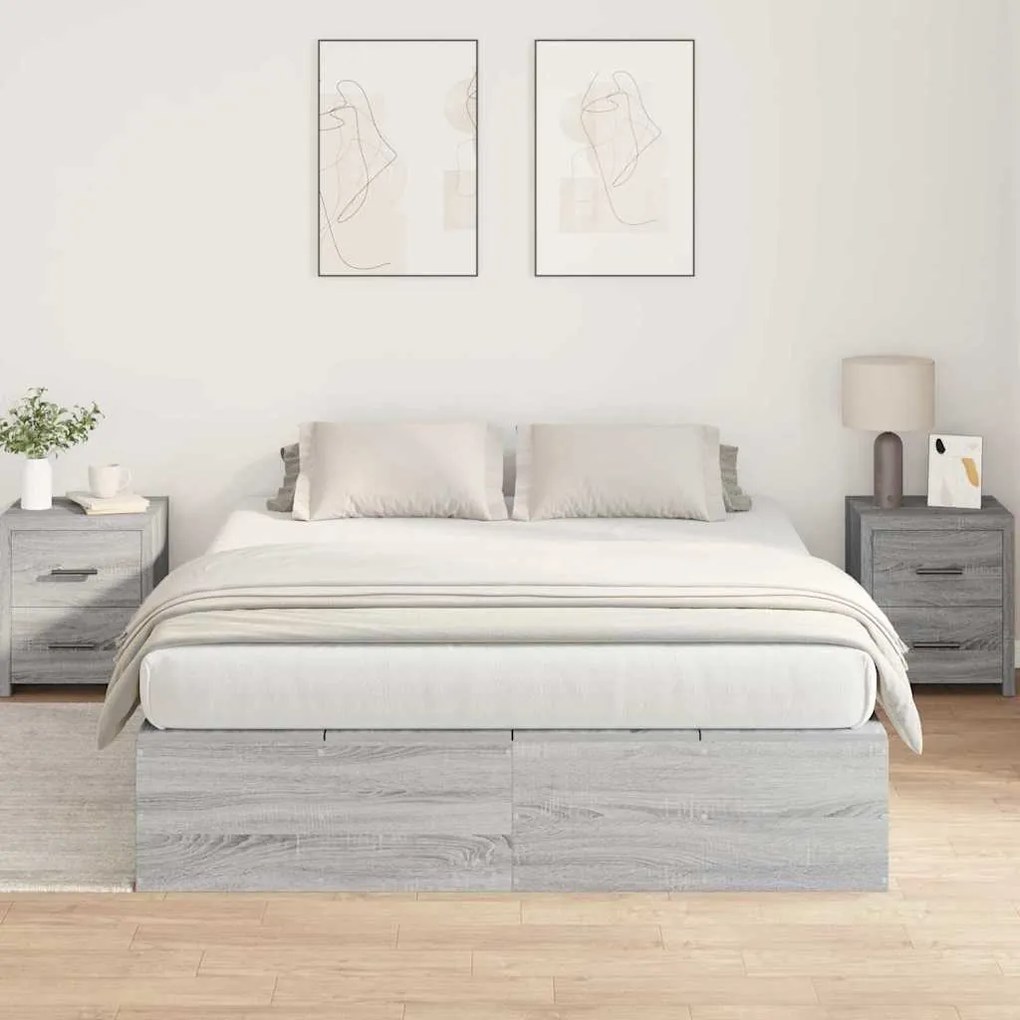 Rám postele s úložným prostorem Šedá Sonoma 140 x 200 cm 3335378