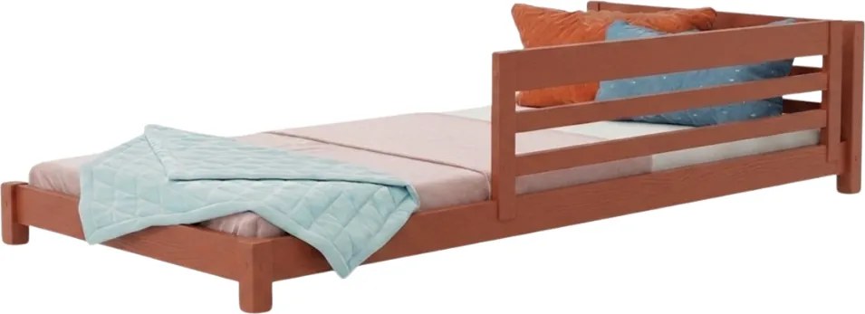 Benlemi Nízká dětská jednolůžková postel TULY s čelem Zvolte barvu: Béžová, Zvolte rozměr: 90x180 cm, Zvolte zábranu: S přední zábranou