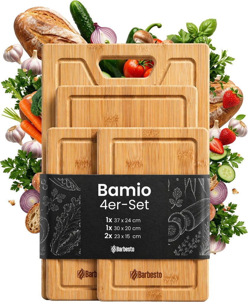 Sada 4 ks krájecí prkénko Bamio V2 – přírodní
