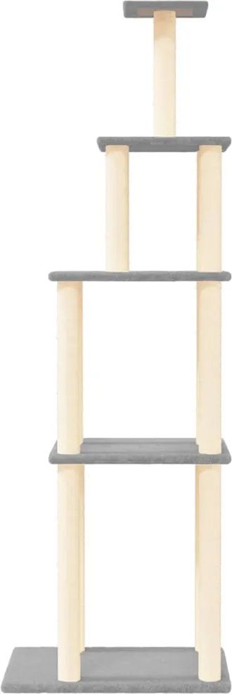 Škrabadlo pro kočky se sisalovými sloupky světle šedé 183 cm 171745